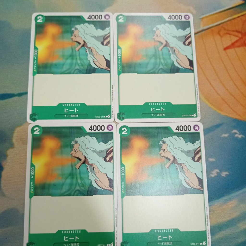 ORIGINAL 4x cards playset deck Heat Character ST02-011 C optcg one piece card | Shopee Malaysia
