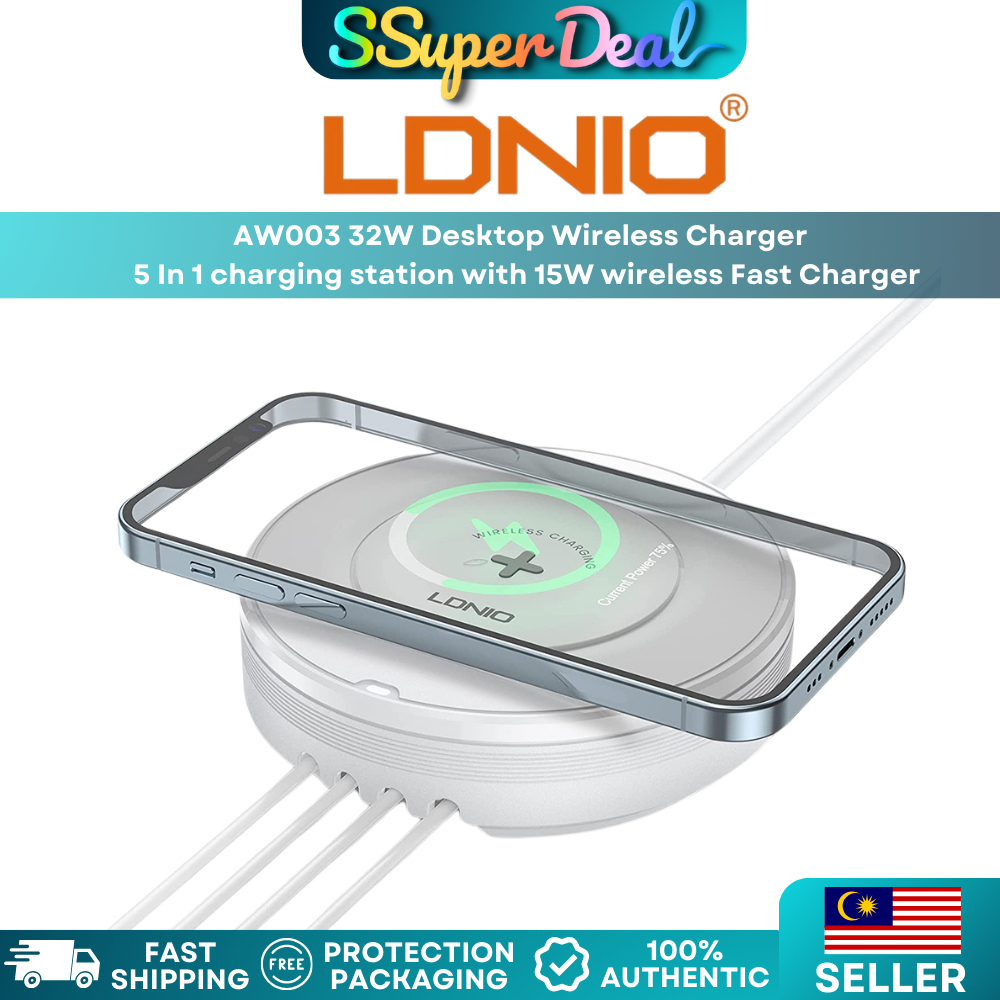 LDNIO AW003 32W Desktop Wireless Charger | 5 In 1 charging station with ...