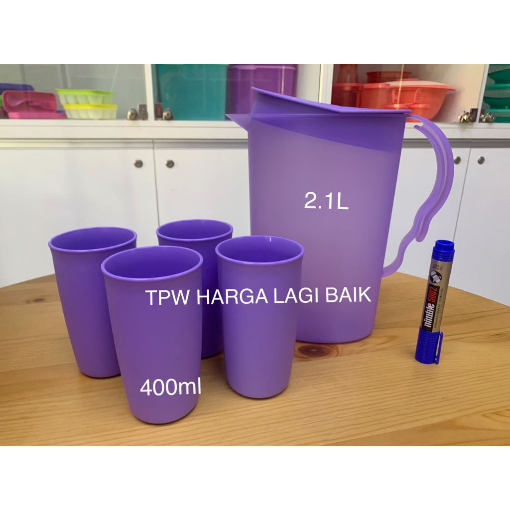 Tupperware Drinking Set (1Jug + 2 / 4Mugs) / Set Minum Jug dan Cawan ...