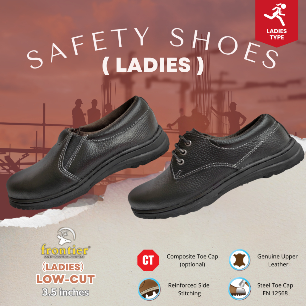 FRONTIER Safety Shoes 3300 3200 - Ladies Low Cut Laced / Slip-On Black ...