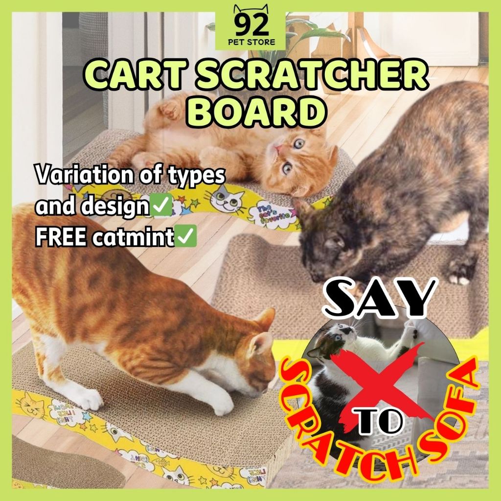 Scratch Board play Scratcher Accessories Safe Cat Toy with Free Catnip Mainan Kucing Papan Cakar ...