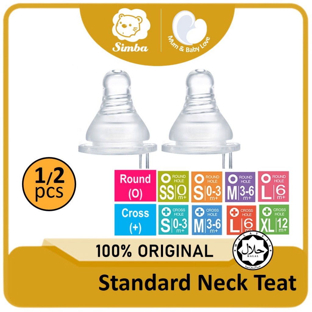 Simba Standard Neck Bottle Teat/ Nipple (SS/ S/ M/ L/ XL) Cross-Cut ...