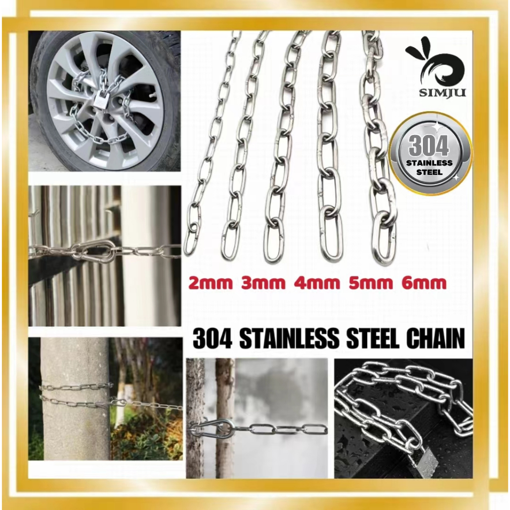 304 Stainless Steel Long Link Chain 2mm - 6mm Industry Welded Binding ...