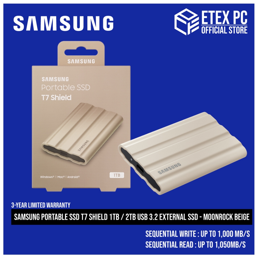 Samsung Portable SSD T7 Shield 1TB / 2TB USB 3.2 External Solid State ...