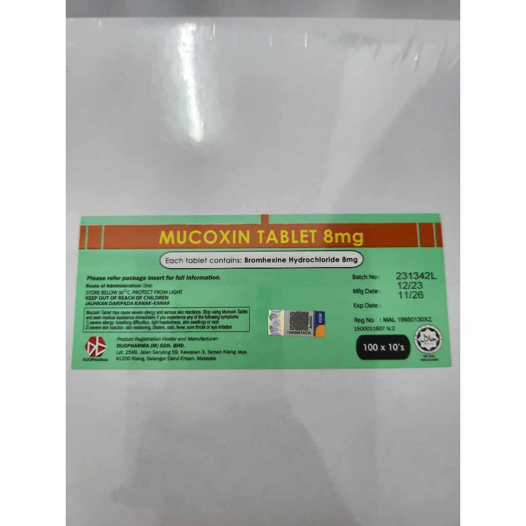 (100STP/BOX) Mucoxin Tablet 8mg | Shopee Malaysia