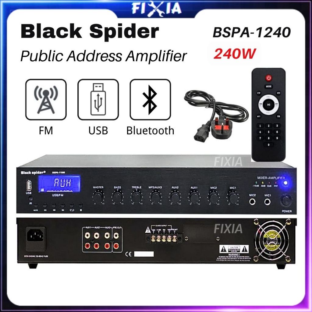 Original Black Spider BSPA-1240 240W (Bluetooth/USB/FM) Professional PA ...