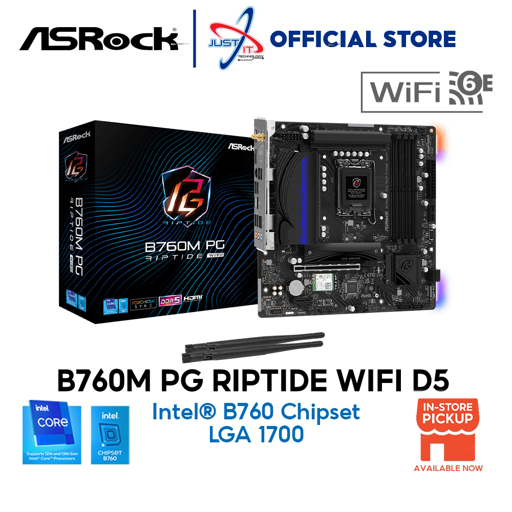 ASROCK B760M PG RIPTIDE WIFI DDR5 / D5 LGA1700 MOTHERBOARD COMBO INTEL ...
