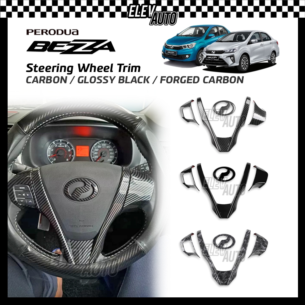 Perodua Bezza Steering Wheel Frame Perodua 3D Logo Trim Cover Carbon ...