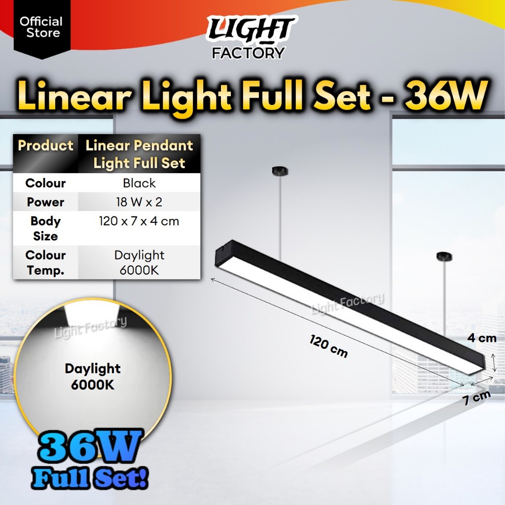 Office Pendant Light 4FT LED T8 Linear Light Casing Kalimantang Tube Fitting Ceiling Wall ...