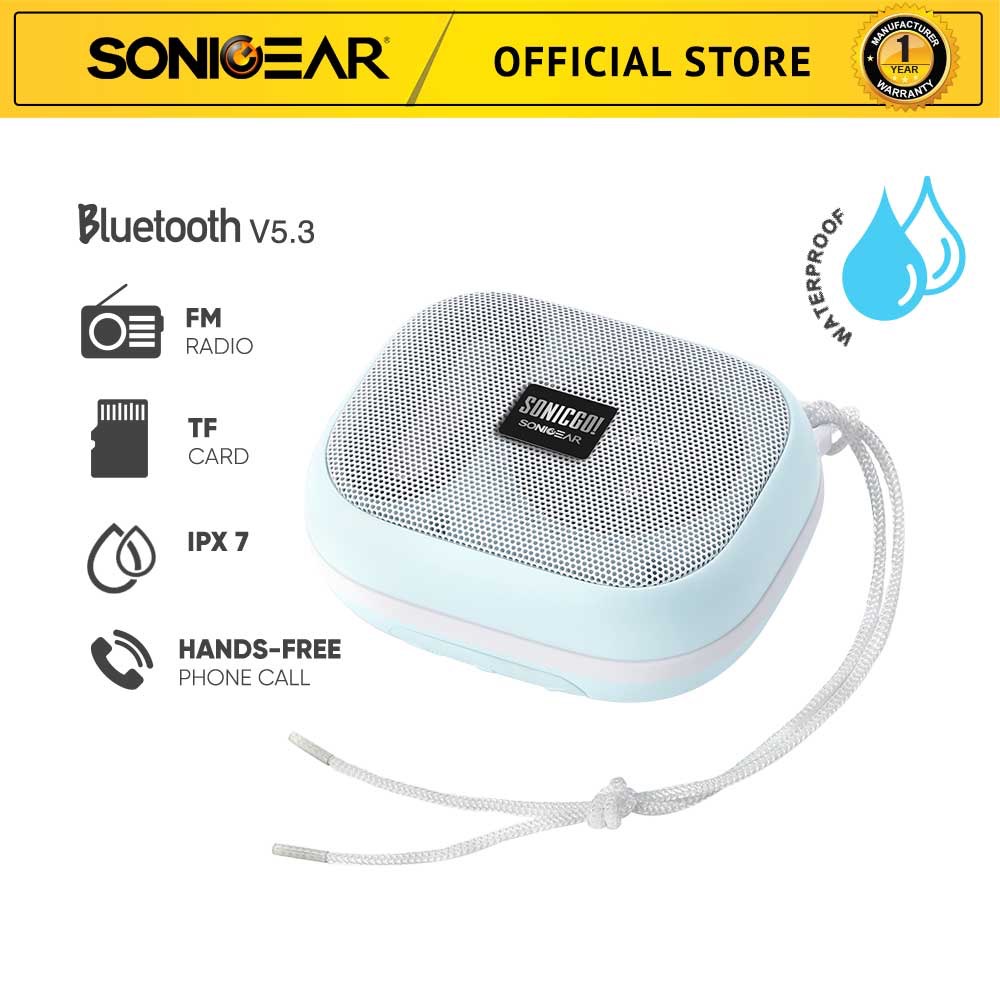 SonicGear SonicGo 101 Aqua | IPX 7 Waterproof | Bluetooth 5.3 Portable ...