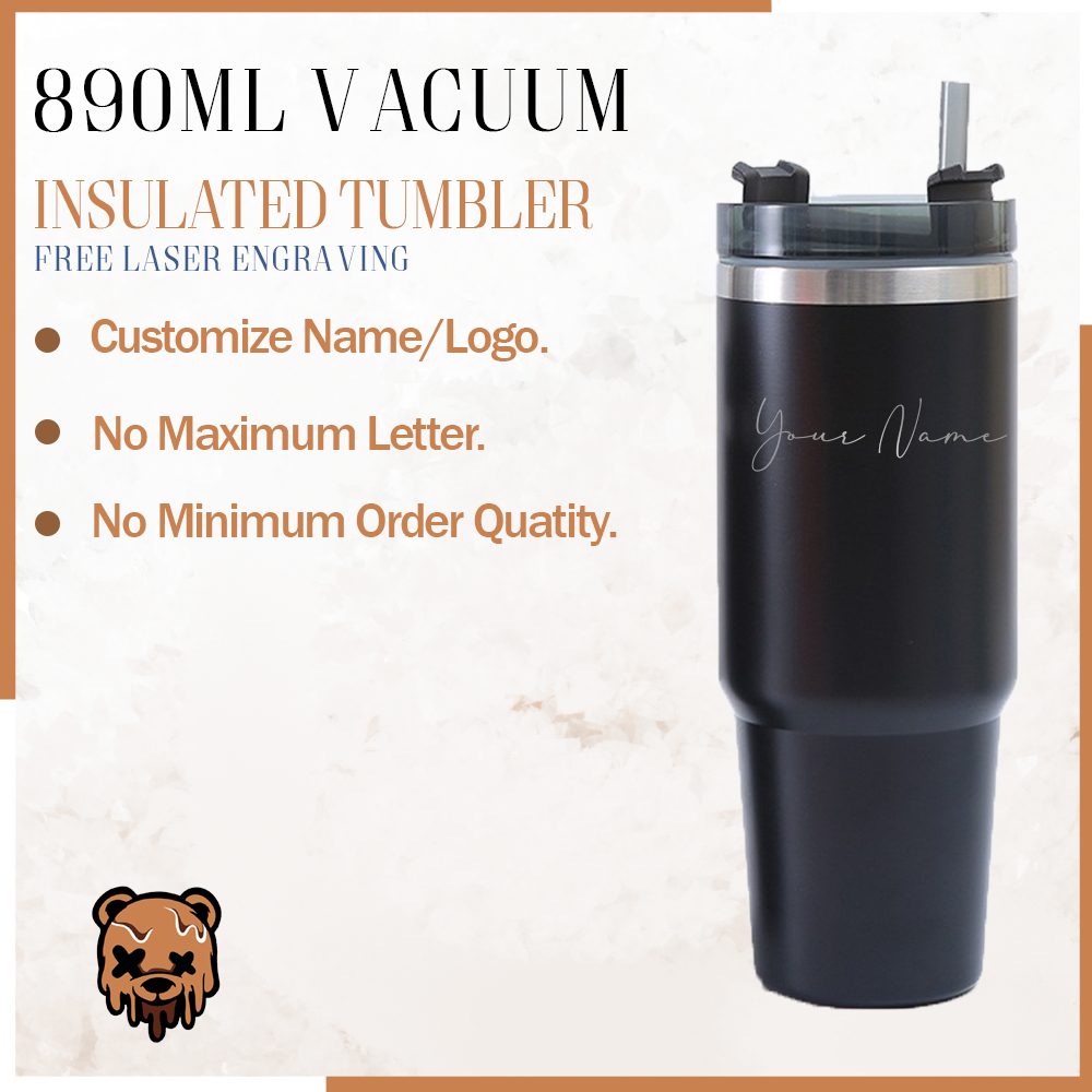 Ready stock 890ML 304 stainless steel thermos cup with straw thermos flask keep cool 12 hrs ...