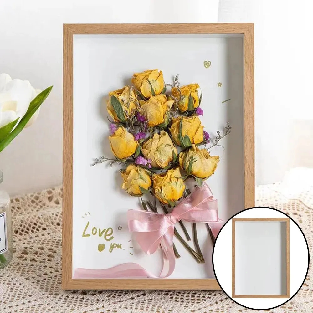 Wooden Flower Frame 3D DIY Photo Frame Depth Hollow Frame Bouquet ...