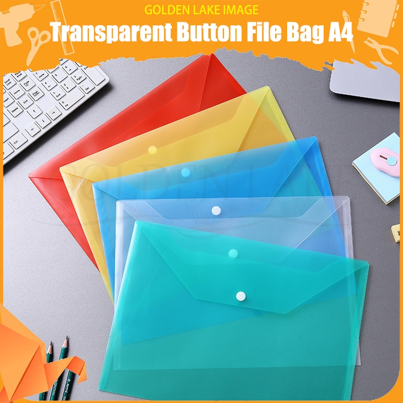 Transparent Button File Bag A4 Management Folder Paper Document ...