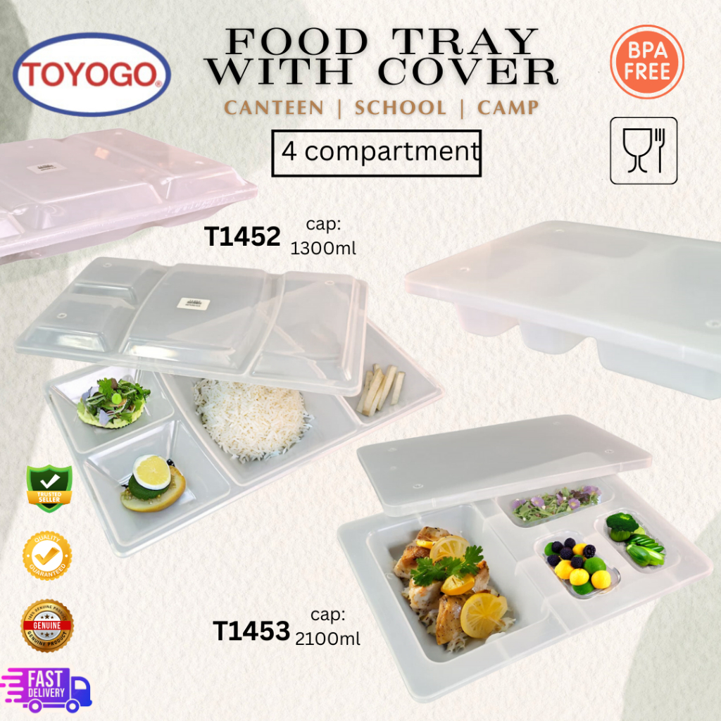 [TOYOGO] PLASTIC FAST FOOD TRAY WITH COVER/CANTEEN FOOD TRAY/LUNCH BOX ...