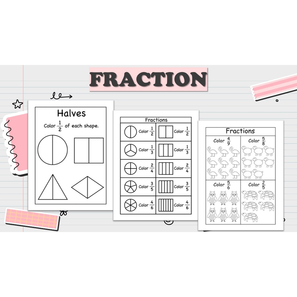 [P060] 54 pages Fraction Worksheet for Pre-school PDF version 分数 电子书 ...