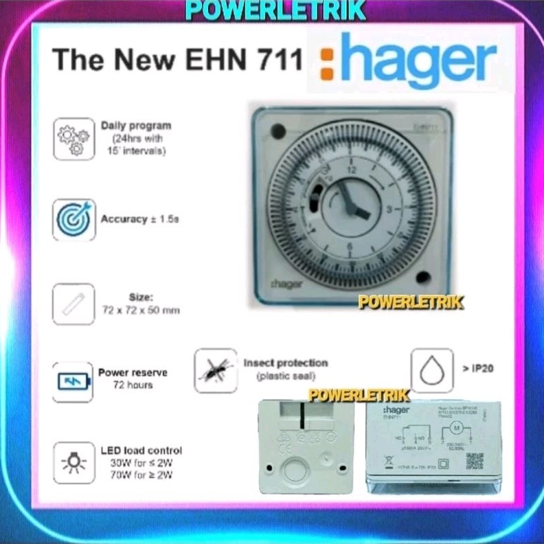 💥READY STOCK💥（NEW MODEL）HAGER EHN711 TIMER ANALOGUE TIME SWITCHES - 24 HOURS | Shopee Malaysia