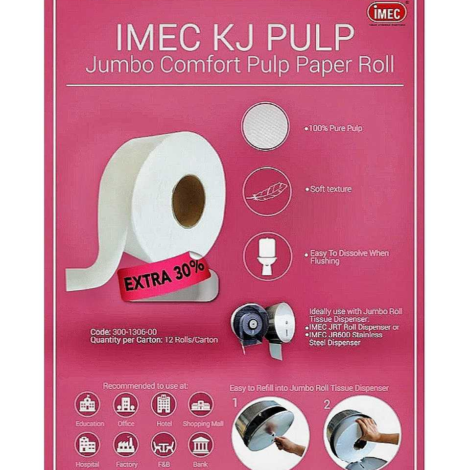 300-1306-00 IMEC KJ PULP -2 PLY COMFORT SOFT PURE PULP JUMBO TISSUE ...
