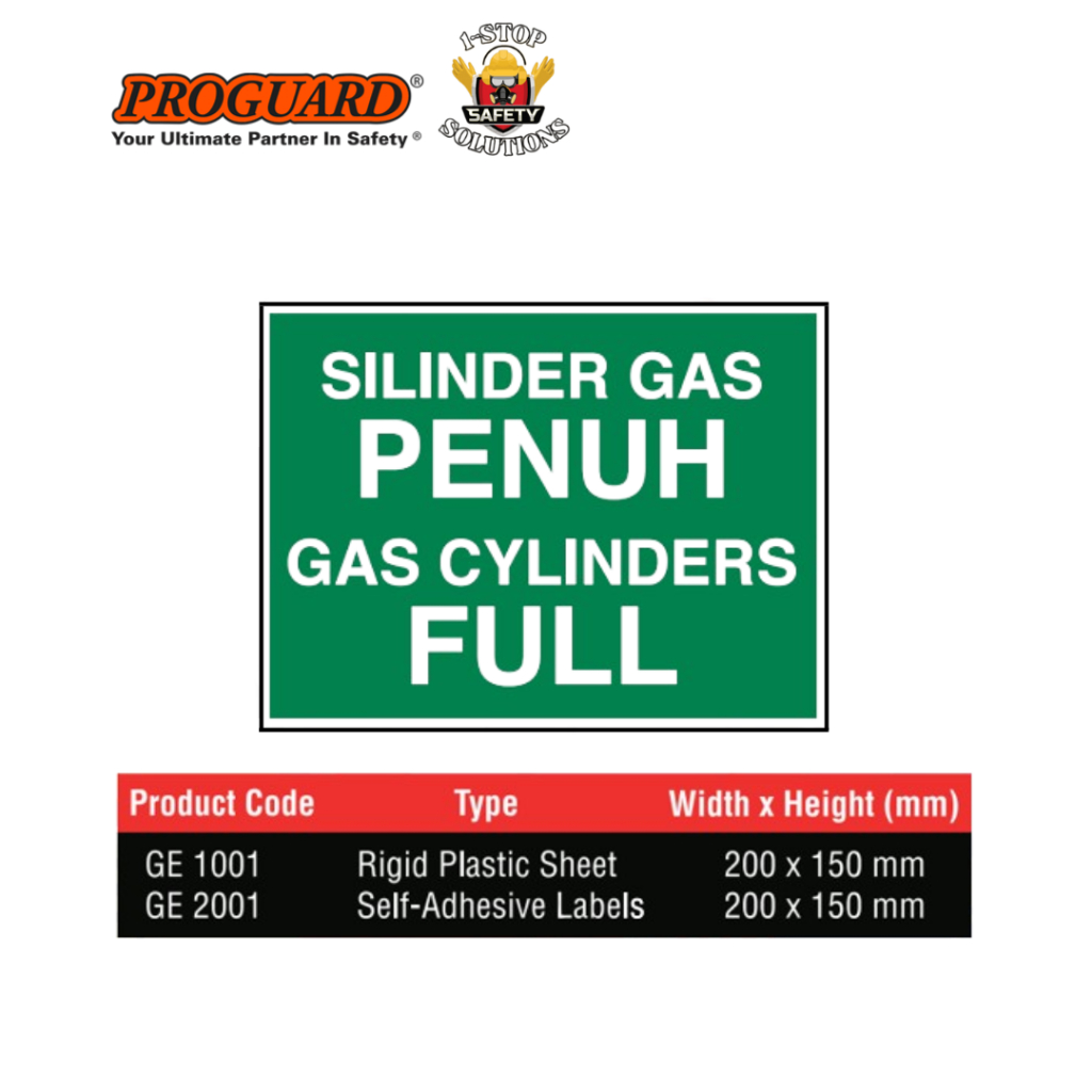 Proguard Gas Cylinders Full Indoor Outdoor Cylinder Storage Safety Sign ...