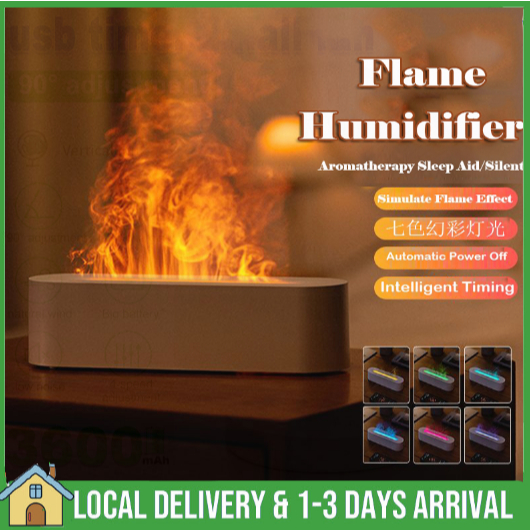 Colourful Flame Air Humidifier Fire Aromatherapy Essential Oil Diffuser ...