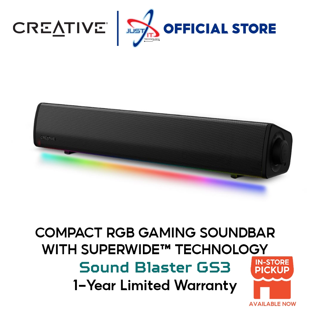 Creative Sound Blaster GS3 - Compact RGB Gaming Soundbar With Superwide ...