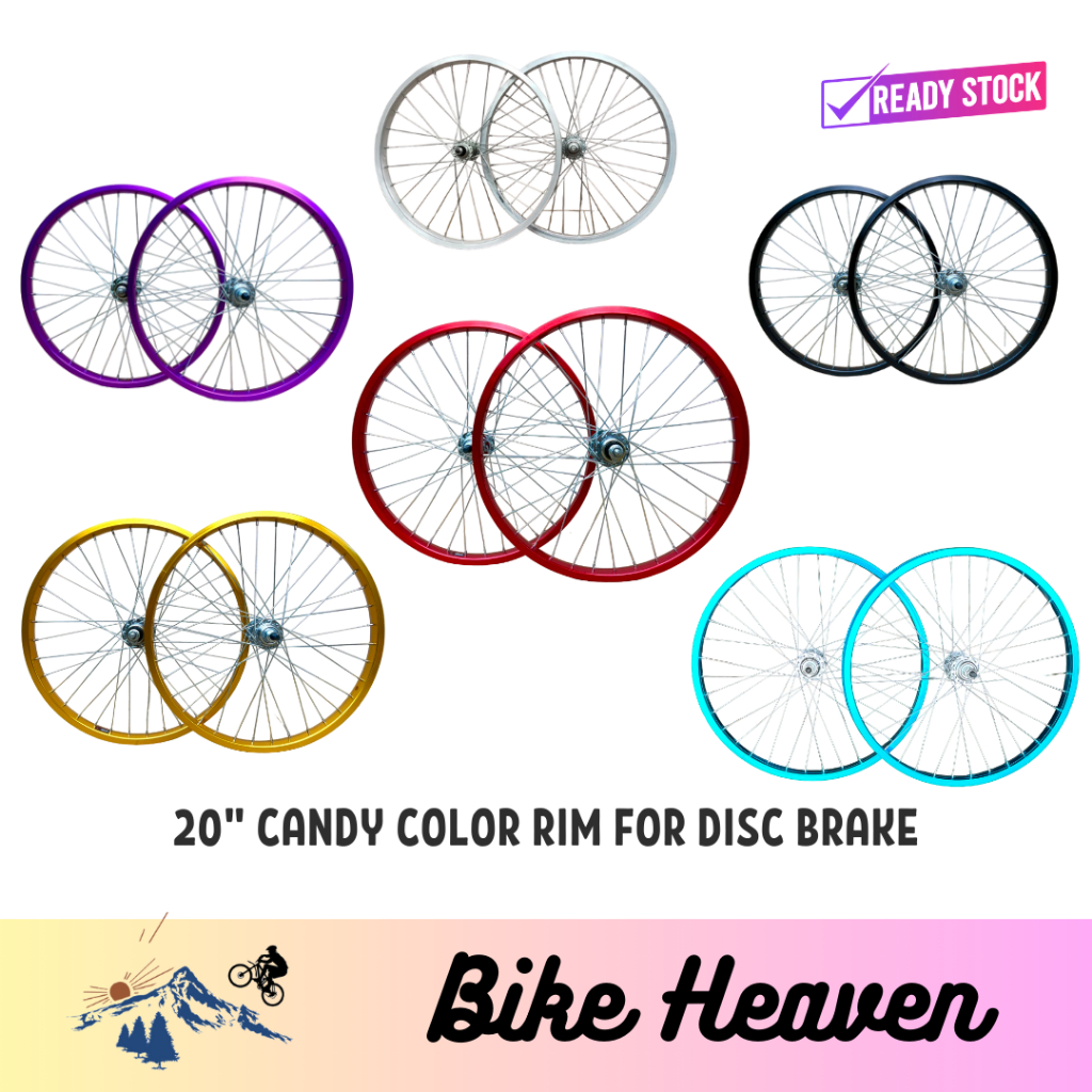 CANDY COLOR 20" ALLOY RIM WHEEL SET (SEPASANG) for DISC BRAKE| RIM ...
