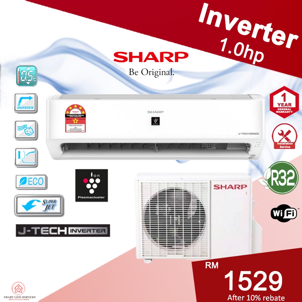 Sharp 1HP-2.5HP AIoT J- Tech Inverter Plamacluster Air Conditioner Aircond penghawa dingin 空调 ...
