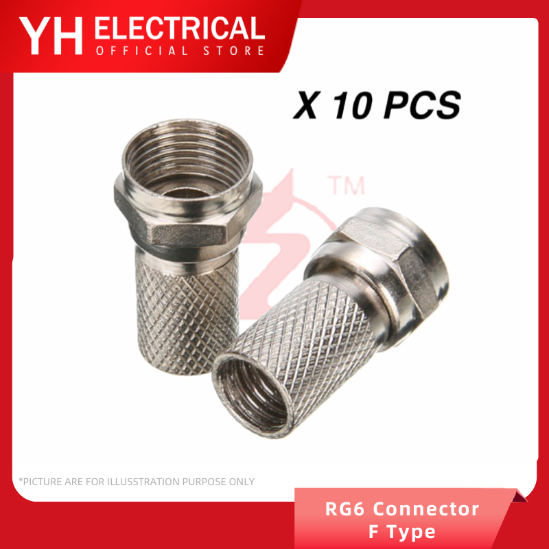 10PCS x RG6 Connector F Type / Twist-On Coax Coaxial Cable RF Connector ...