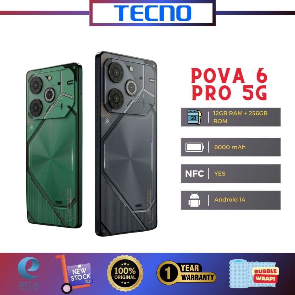TECNO Pova 6 Pro 5G Smartphone (12GB + 256GB) 6000mAh Massive Battery ...