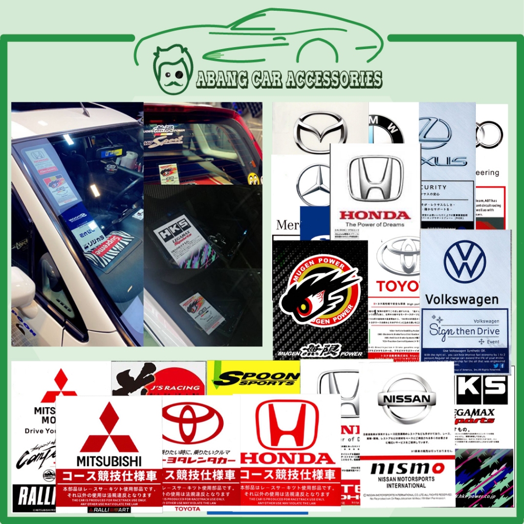 Car frontJDM Sticker windshield HONDA, JS RACING, RALLIART, MUGEN ...