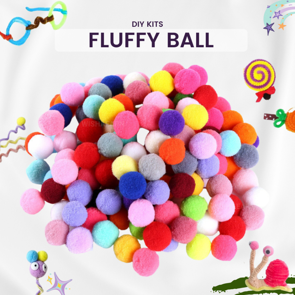 MY Ready Stock Pom Pom Ball Fluffy Ball Assorted Colour Bebola Diy ...
