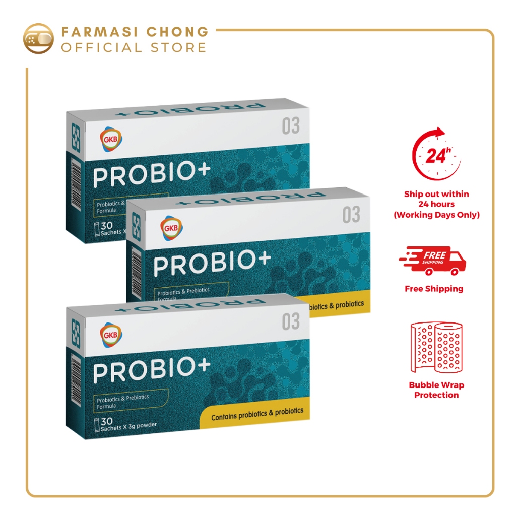 GKB Probio+ Probiotics & Prebiotics 3x30s Formula Gut Health Support ...
