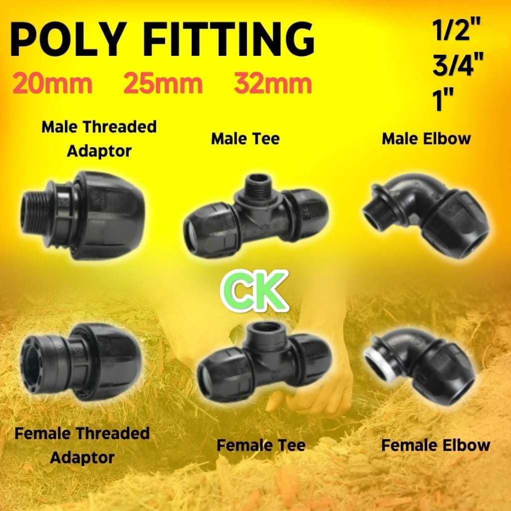 HDPE Poly Pipe Fitting 20mm 25mm 32mm Poly Pipe Connector MTA/FTA/Male ...