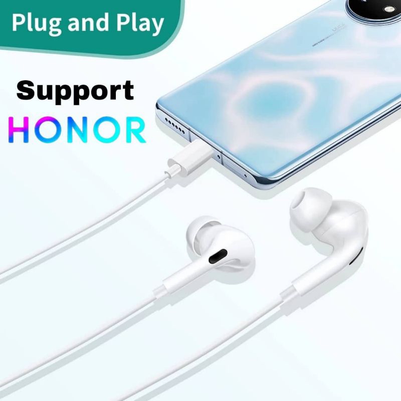 Earphone USB Type-C In Ear Headset For Honor 200 Lite 90 70 50 X9 5G ...