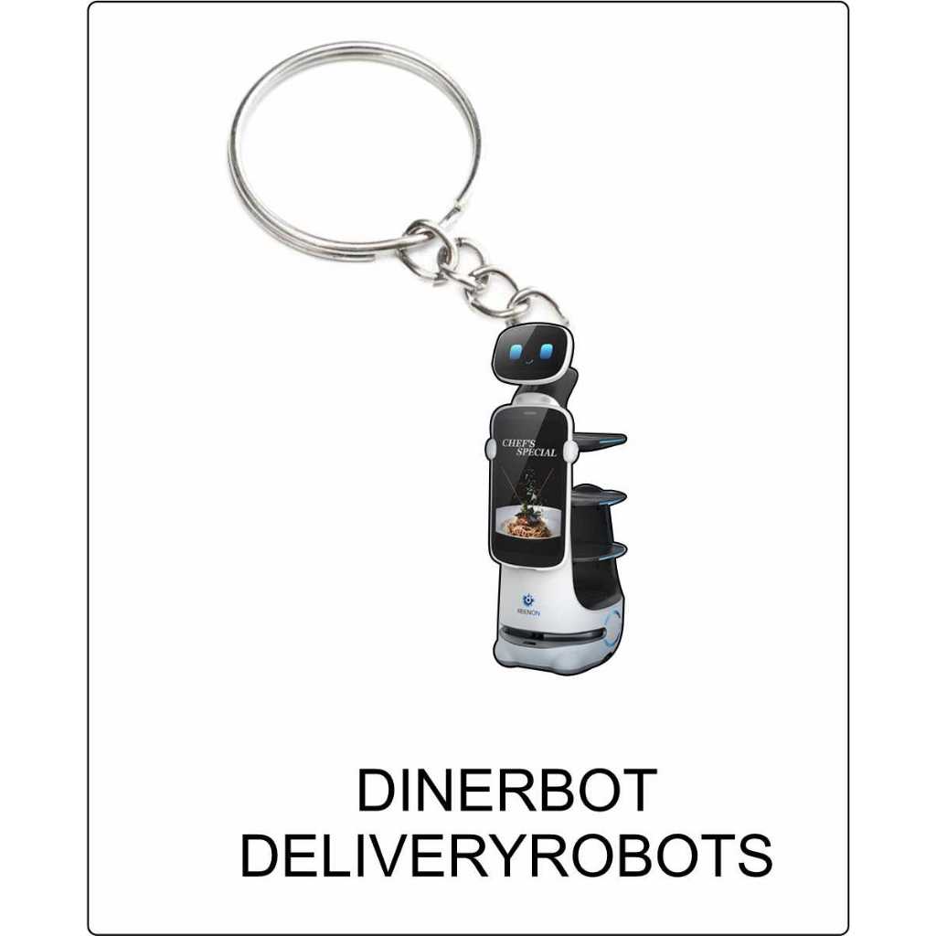 food delivery robot bellabot kleenbot dinerbot dinerobot 2d keychain ...