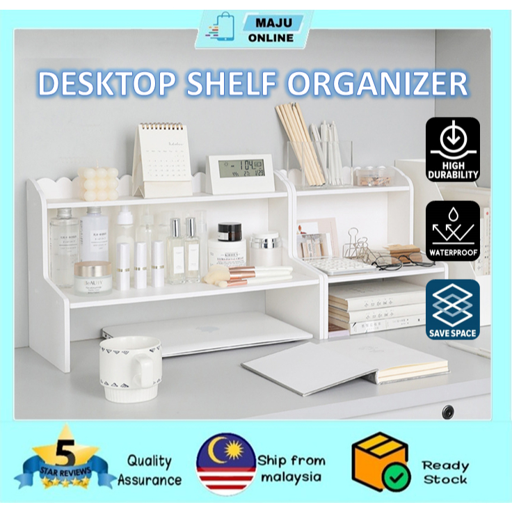 MAJU. Desktop Storage Organizer Shelf Rack Cosmetics Office Study Table ...