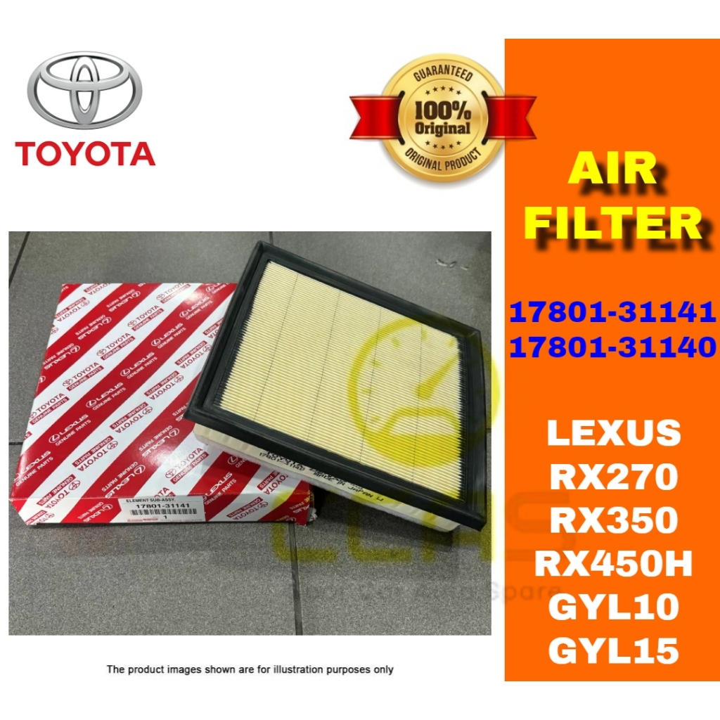 100 % ORIGINAL TOYOTA AIR FILTER 17801-31141 / 17801-31140 LEXUS RX270 ...
