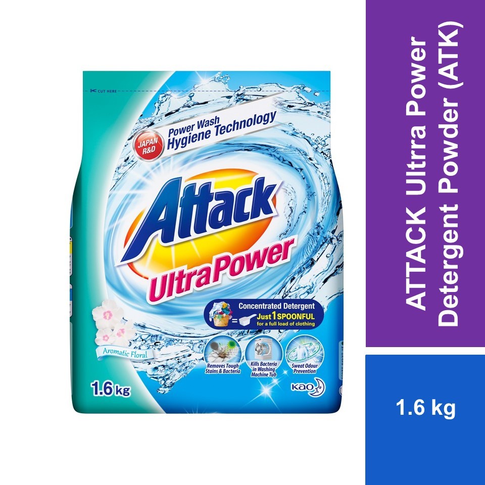 ATTACK Ultra Power Concentrate Detergent Powder (ATK) - 1.6kg | Shopee Malaysia