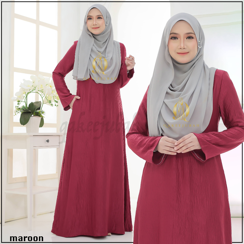 baju raya 2024 viral dress muslimah jubah abaya cotton hitam lace robe ...