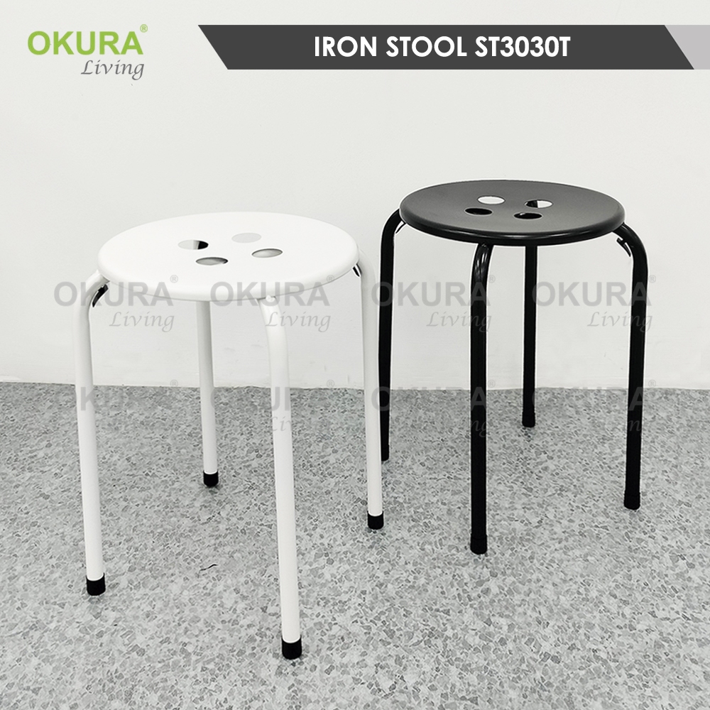OKURA 11 inch Round Iron Stool Stackable Stool Premium Stool Dining ...