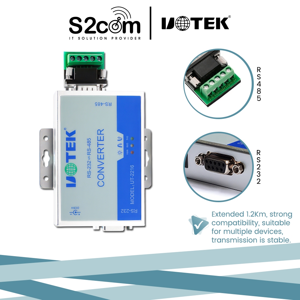 Utek RS-232 To RS485 Converter With 600W Surge Lightning Protection ...