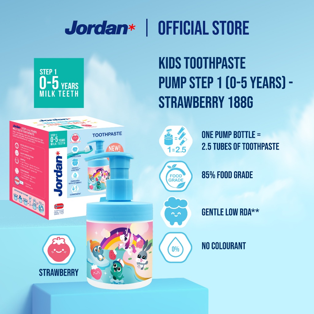 Jordan Kids Toothpaste Pump Step 1 (0-5 Years) (188g) | Shopee Malaysia