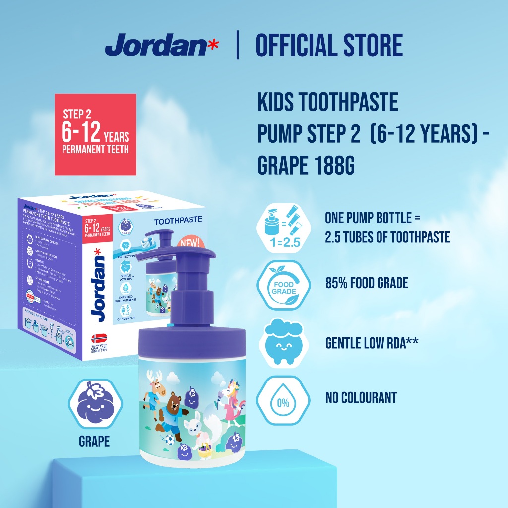 Jordan Kids Toothpaste Pump Step 2 (6-12 Years) (188g) | Shopee Malaysia