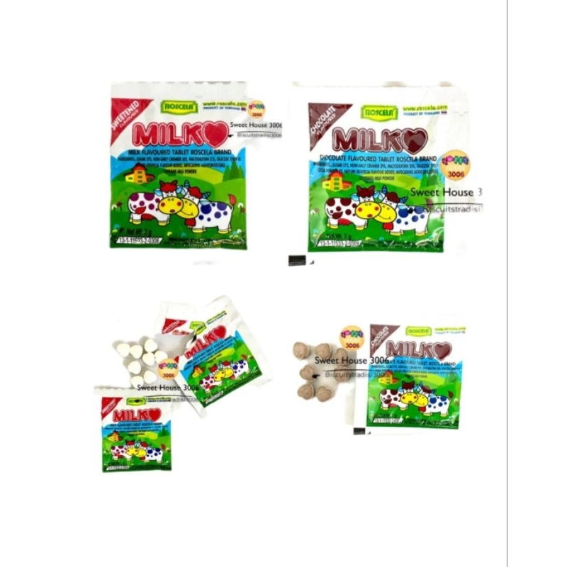 Roscela 2g x 4pkt Milko Tablet Chocolate Milk Sweet Candy Childhood ...