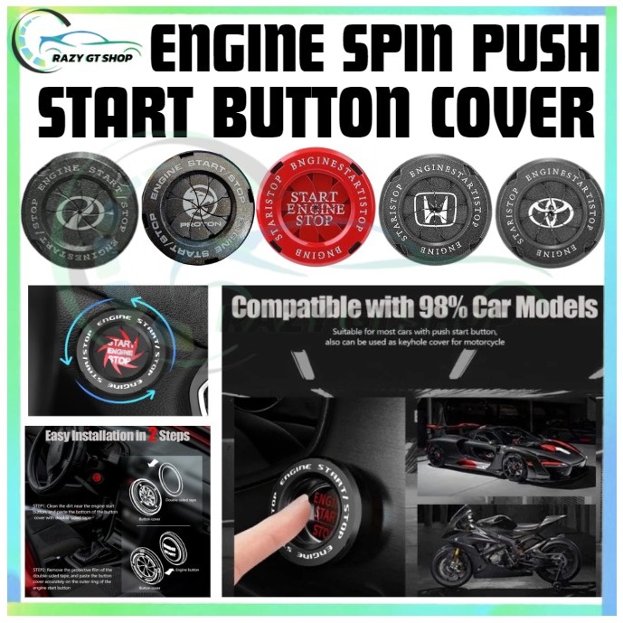 Auto Car Engine Spin Push Start Button Cover Proton Perodua Honda ...
