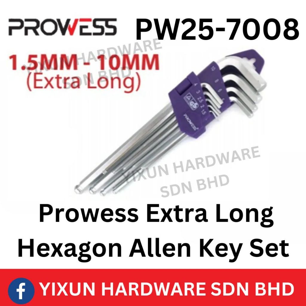 Prowess Extra Long Hexagon Allen Key Set - PW25-7008 | Shopee Malaysia