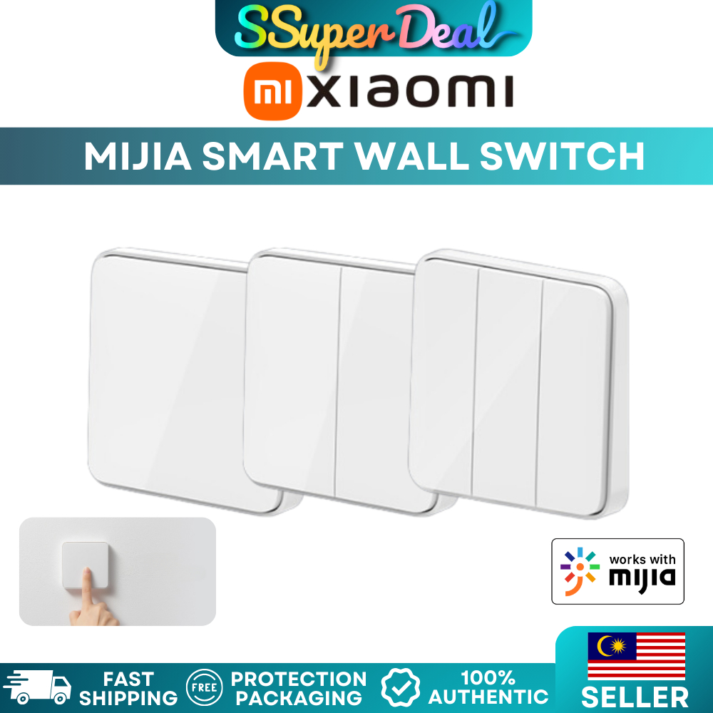 Xiaomi Mijia Smart Wall Switch Single Double Key Works with BLE Mesh Gateway Intelligent Linkage ...