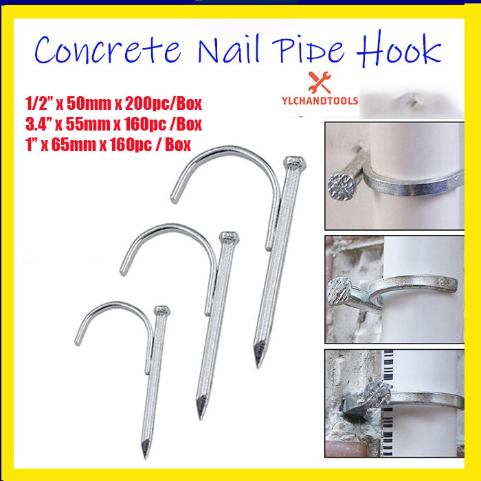 CONCRETE NAIL PIPE HOOK ( FOR PVC PIPE - 1/2'',3/4'',1'' ) | Shopee ...