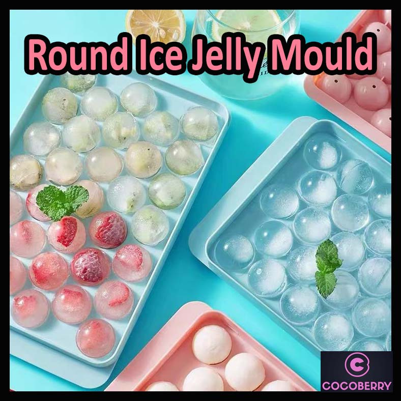 Ice Cube Fruit Jelly Round Ice Ball 33 Grids Ice Jelly Mold Maker Tray ...