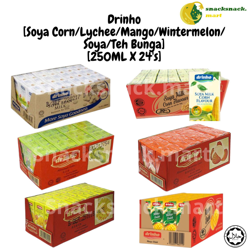 {READY STOCK} Drinho [Soya Corn/Lychee/Mango/Wintermelon/Soya/Teh Bunga] [250ML X 24's] [1 ...