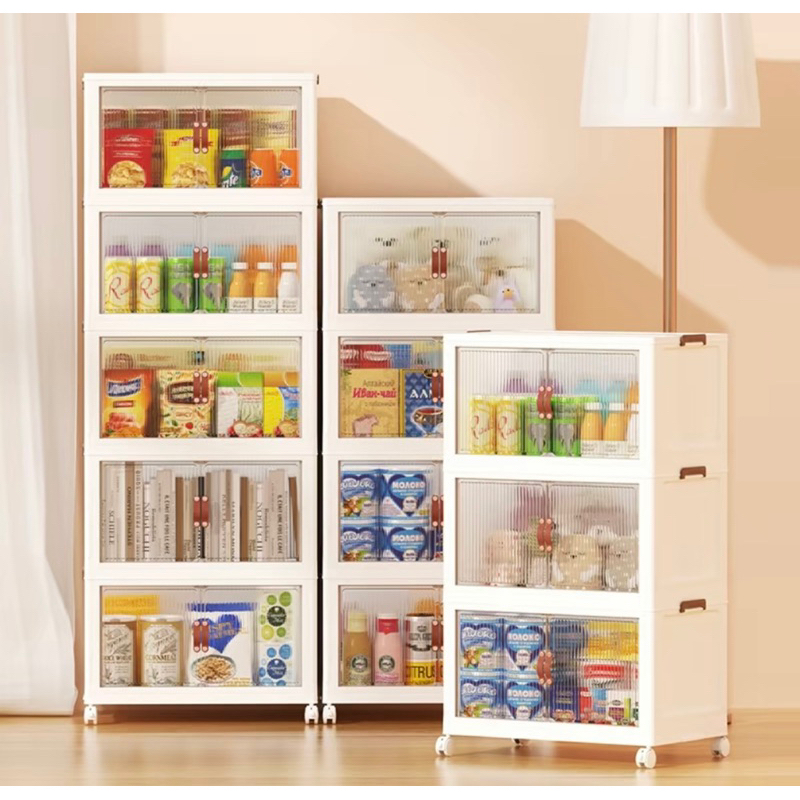Transparent Double Door Folding Box Storage Cabinet Plastic Taller And ...